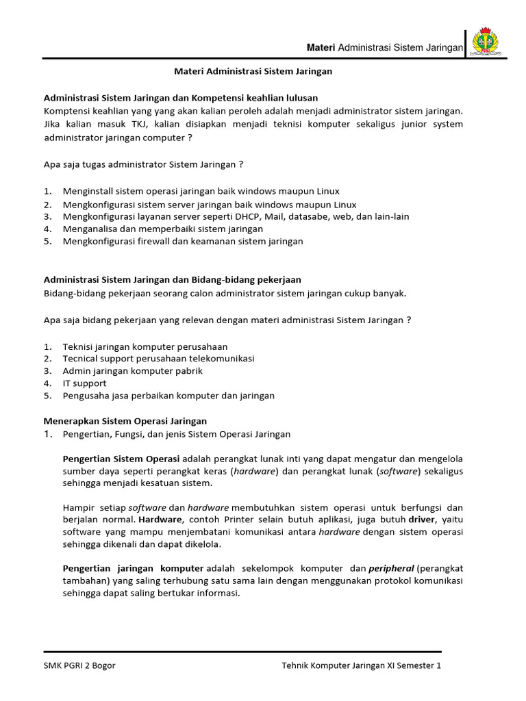 Modul ASJ (Administrasi Sistem Jaringan) | PDF | Komputer | Teknologi ...