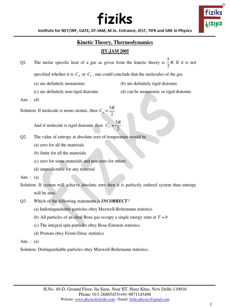 Thermo & Stat Mech | PDF | Gases | Temperature