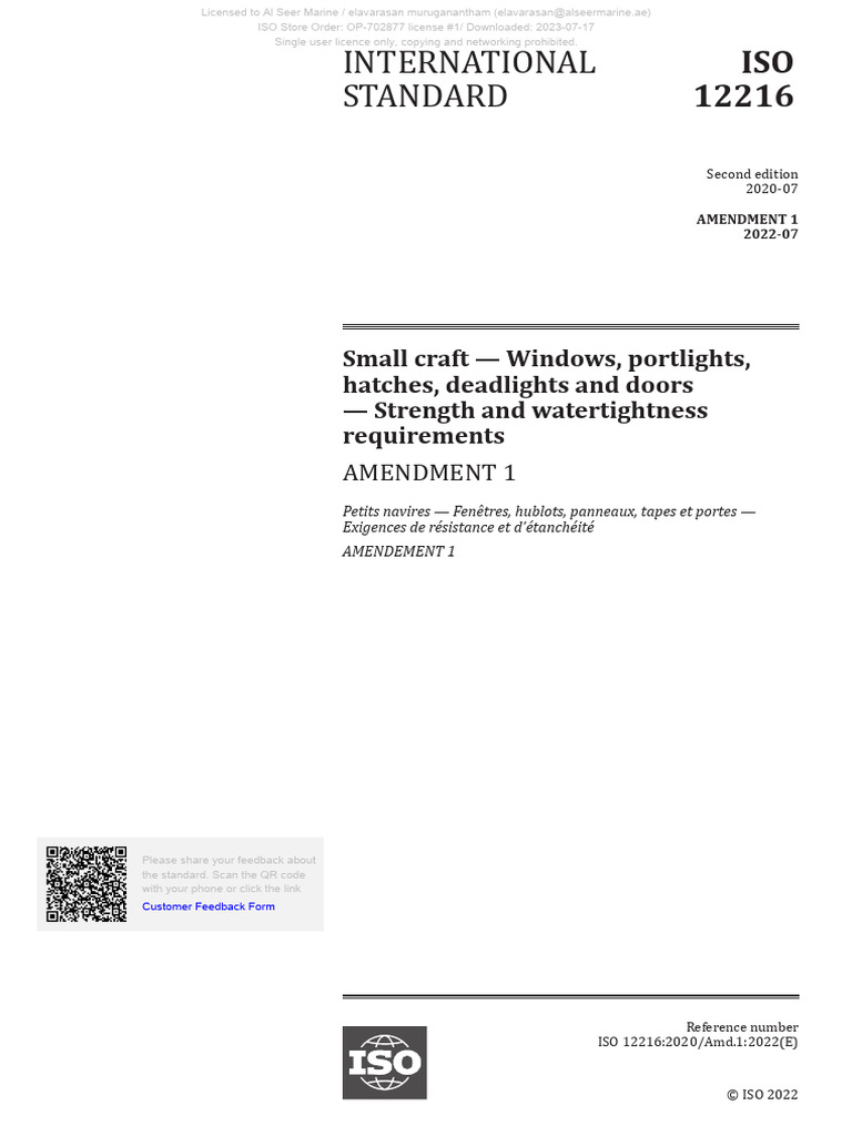 ISO 12216 2020 Amd 1 2022 (En) | PDF | International Organization For ...