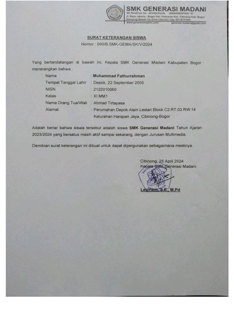 Surat Aktif Fatur | PDF