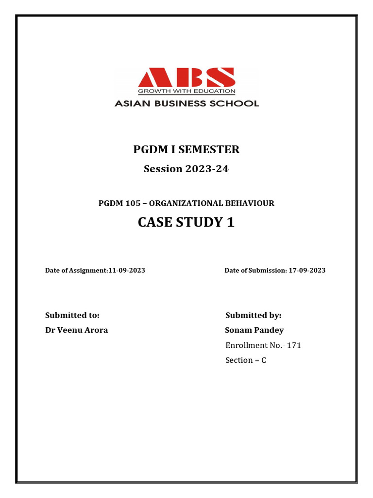 Case Study 1 OB | PDF | Behavioural Sciences | Psychological Concepts