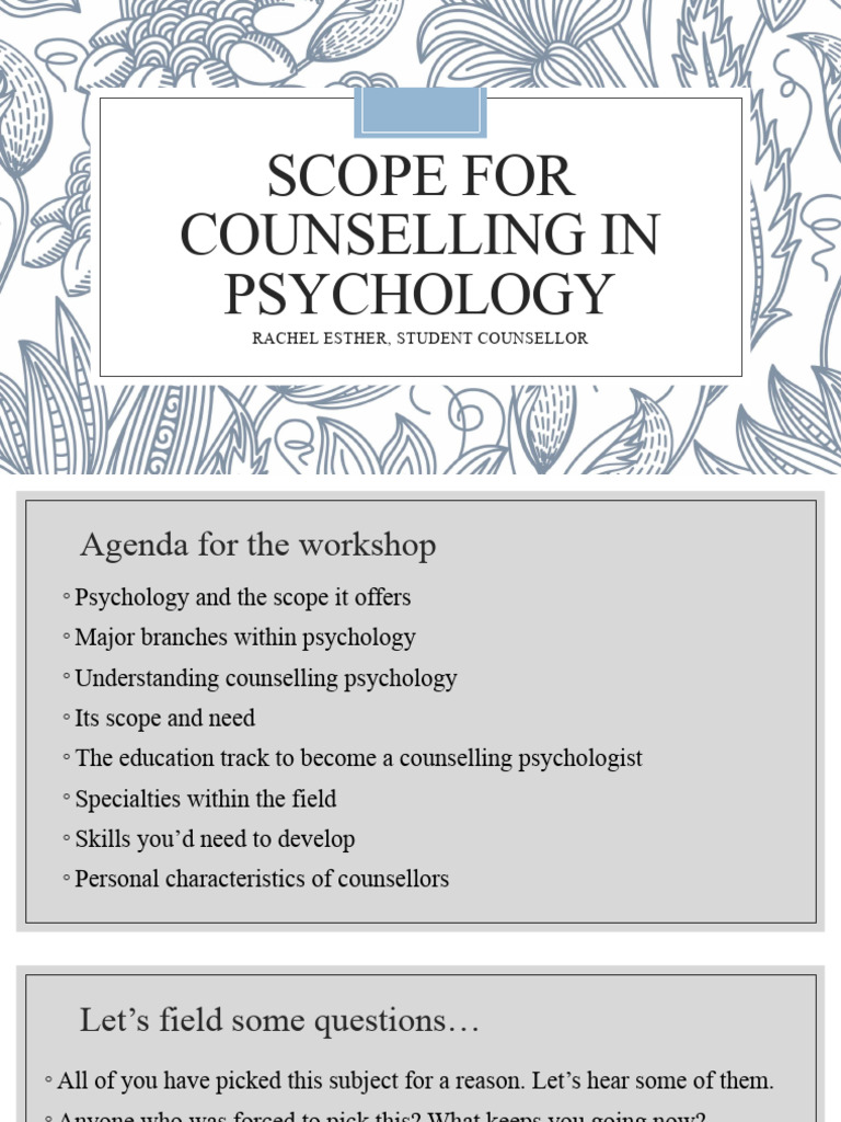 Scope For Counselling in Psychology | PDF | Counseling Psychology ...