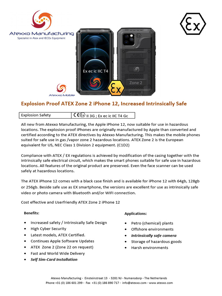 ATEX Iphone 12 Explosion Proof Ex | PDF | I Phone | Mobile Phones