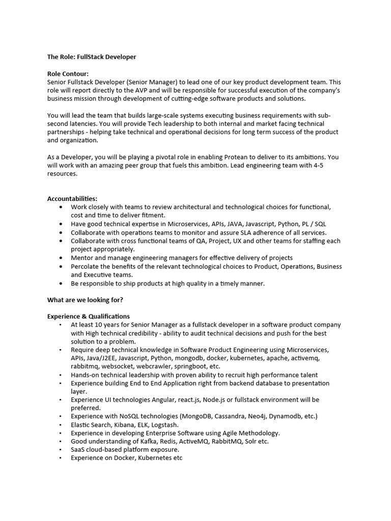 FullStack - SM - JD | PDF | Software Development Process | Cloud Computing