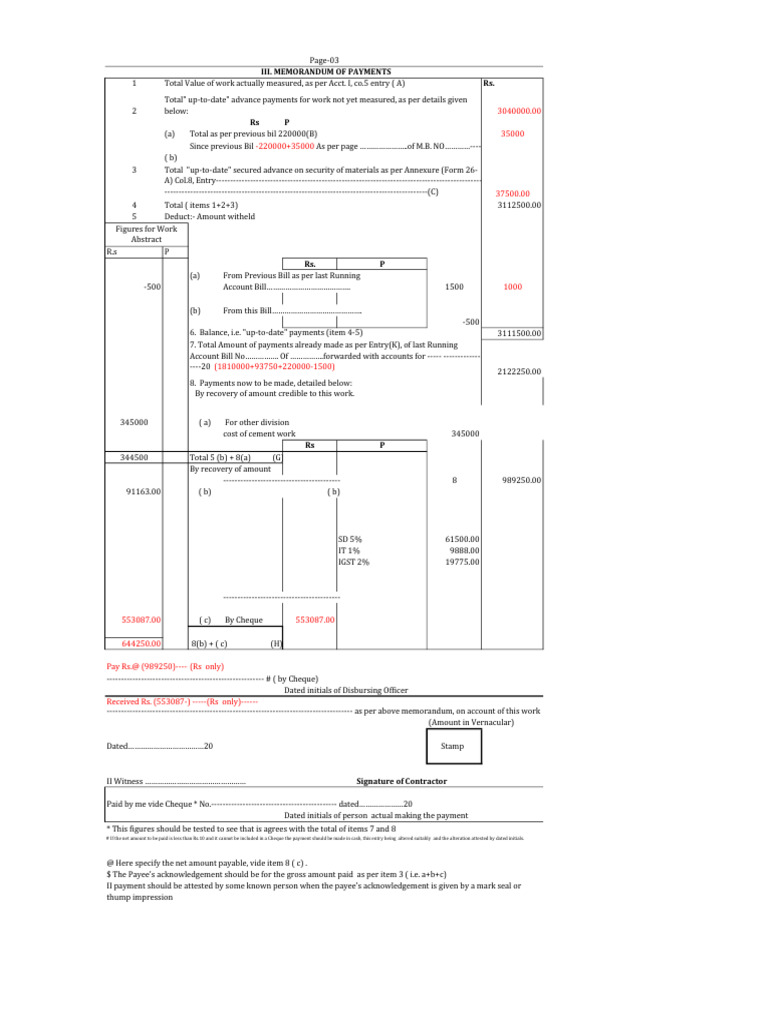 Memorandum of Payment | PDF | Cheque | Payments