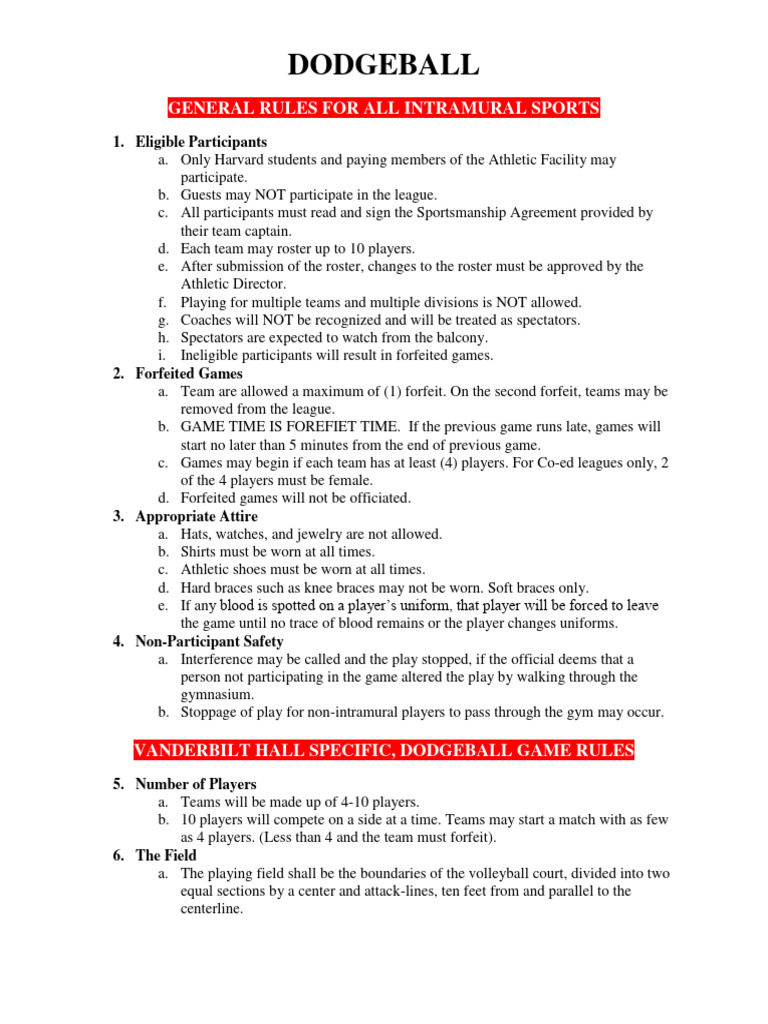 Dodgeball Rules - 0 | PDF | Team Sports | Sports