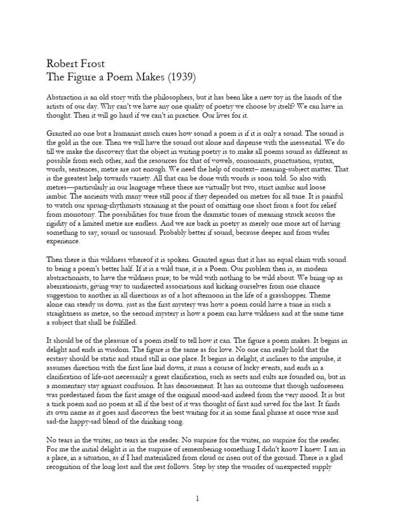 Robert Frost Essay On Poem and Individual | PDF | Metre (Poetry) | Emotions