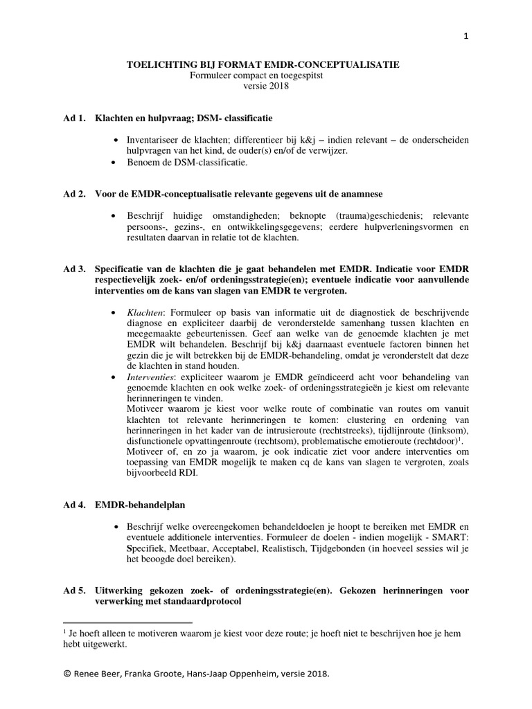 6a. EMDR CC FORMAT Toelichting 2018 | PDF
