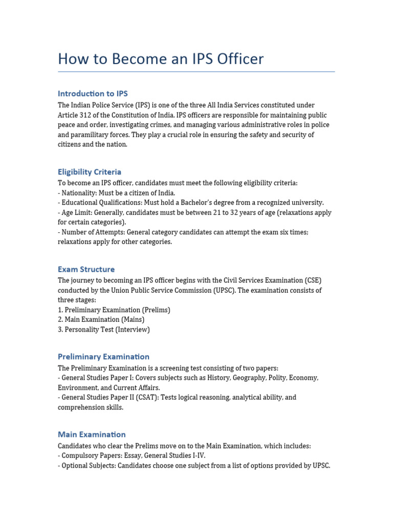 How To Become An IPS Officer | PDF
