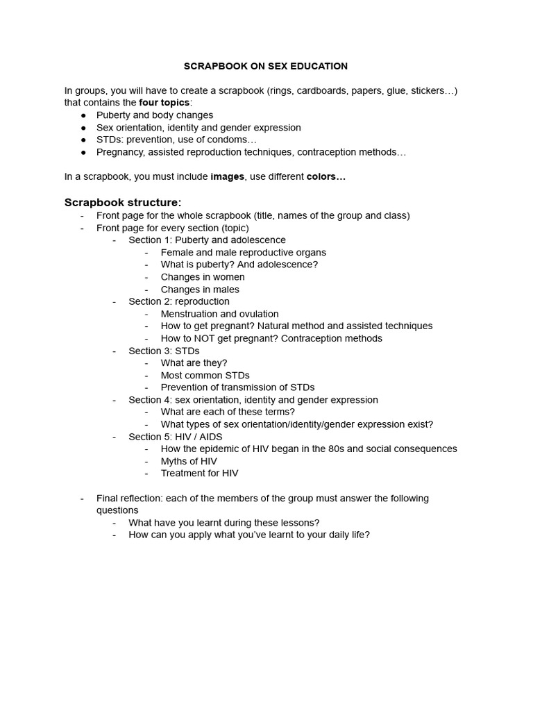 Sex Education Scrapbook Pdf Sexually Transmitted Infection Sex