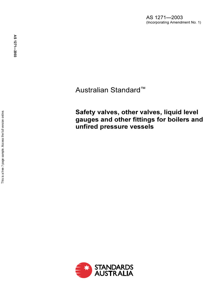 1271-2003 (A1) | PDF | Pipe (Fluid Conveyance) | Valve