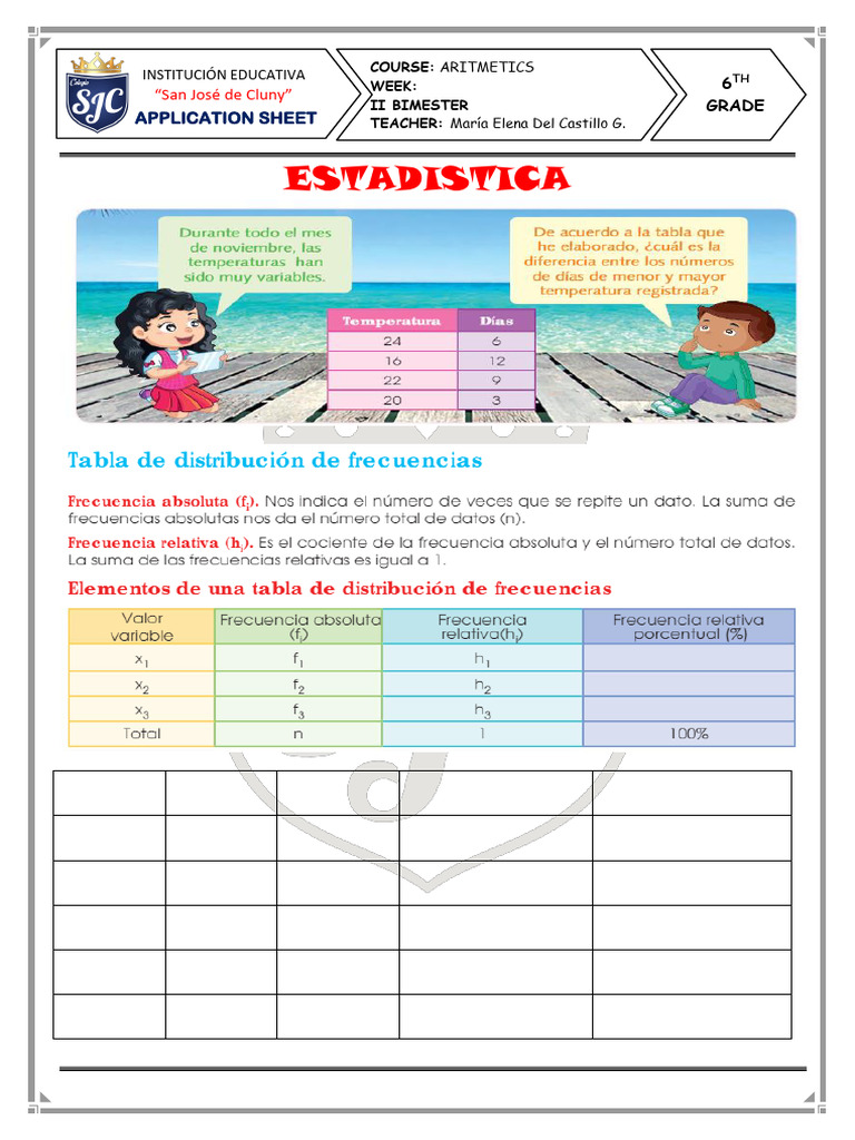 Estadistica 6to Matematica 2023 | PDF