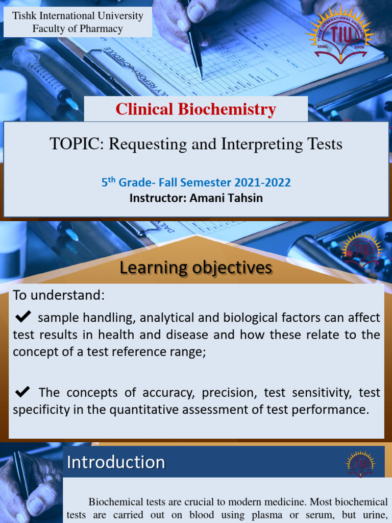 Basic Concepts of Clinical Biochemistry 2 | PDF | Sensitivity And ...