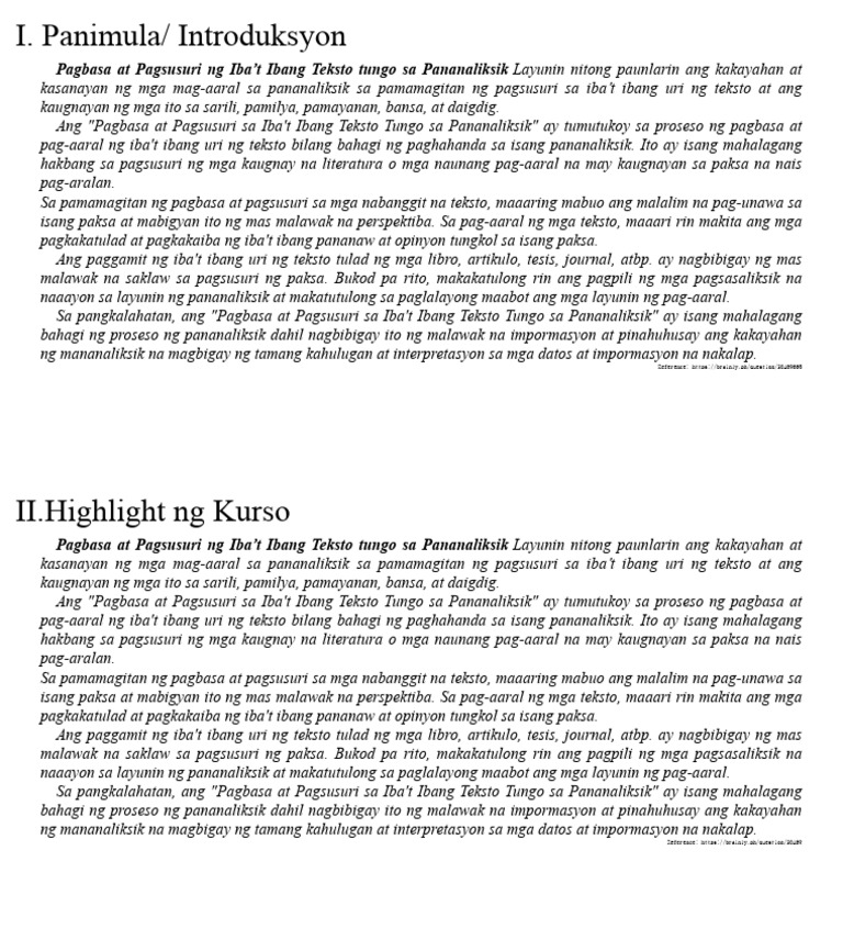 Portfolio Sa Filipino | PDF