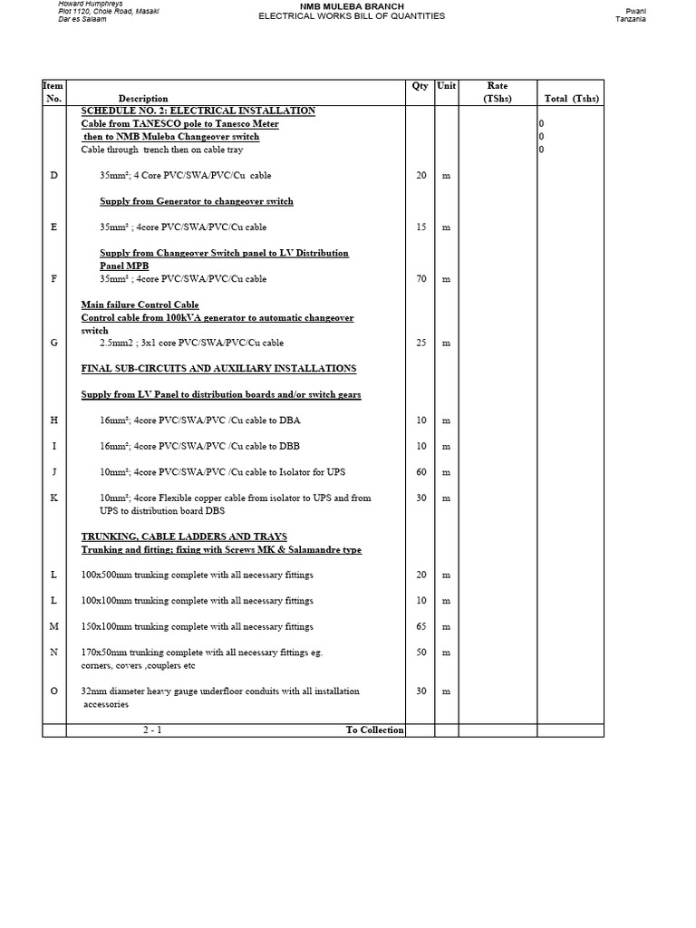 Revised Electrical - Priced BoQ - Un Priced | PDF | Equipment | Components
