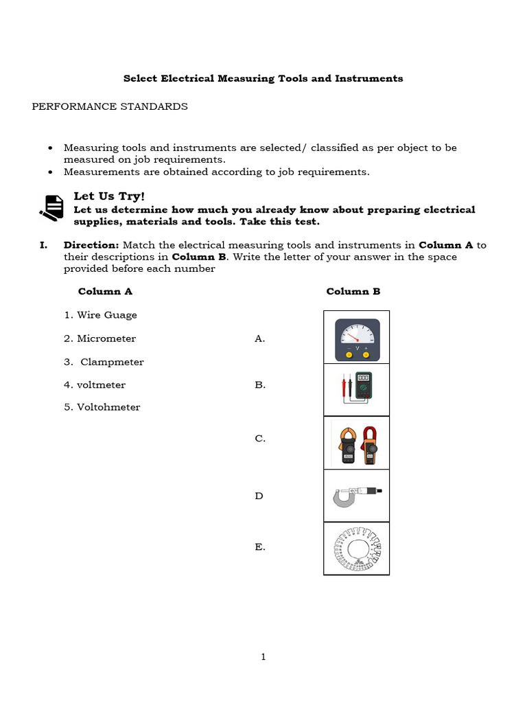 Select Electrical Measuring Tools And Instruments Pdf Electrical