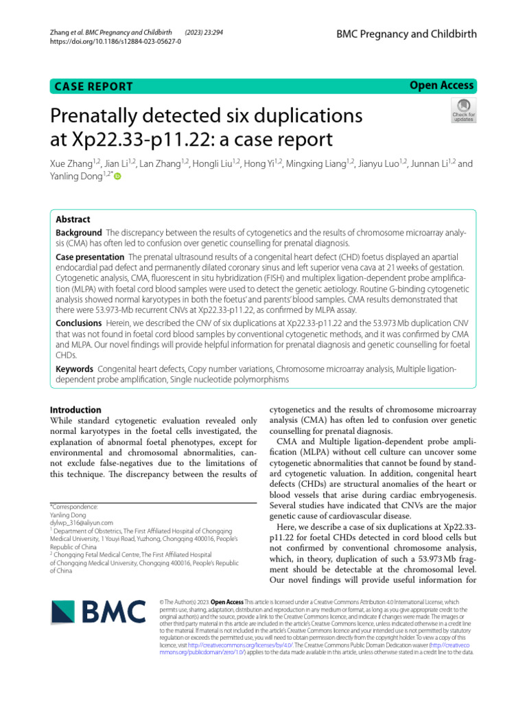 Prenatally Detected Six Duplications at Xp22.33-p11.22: A Case Report ...