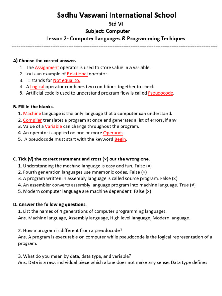 Lesson 2 Notes.1708938898 | PDF | Computer Program | Programming