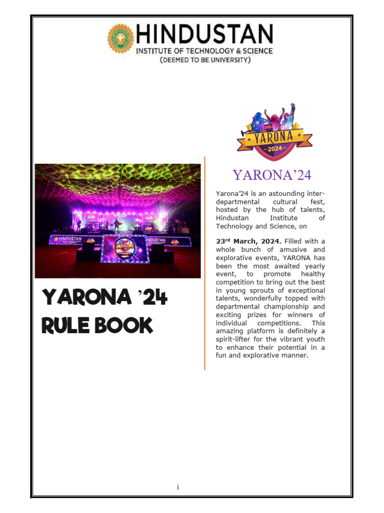 Yarona'24 Rulebook - Updated 01-4 | PDF | Dances | Cosplay