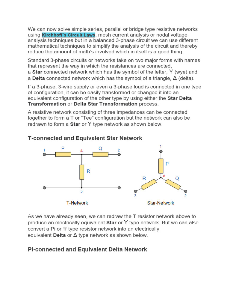 STAR DELTA CONVERSION | Download Free PDF | Network Analysis ...