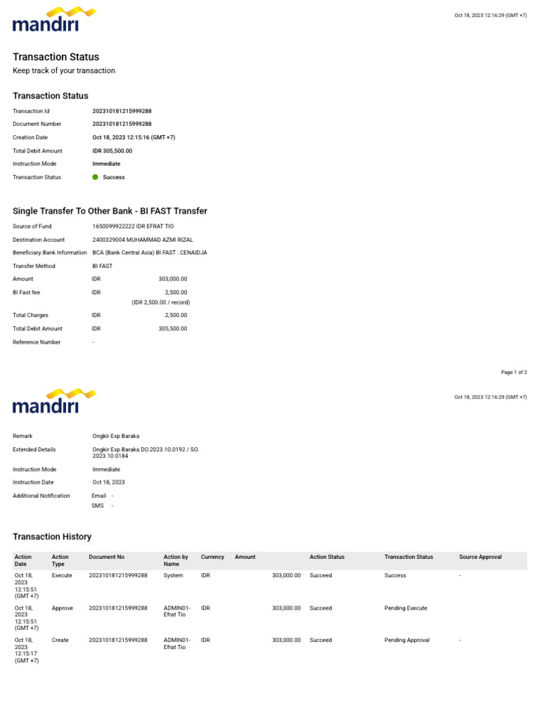 Transaction Status | PDF | Indonesian Rupiah | Debit Card