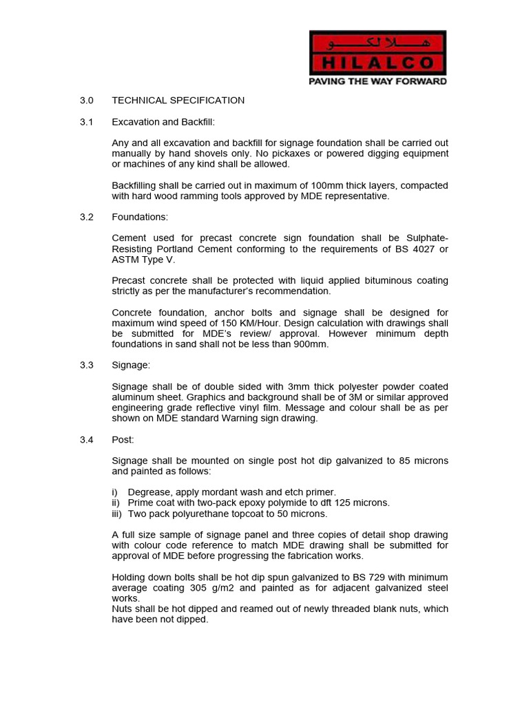 Warning signs - Technical Spec | PDF