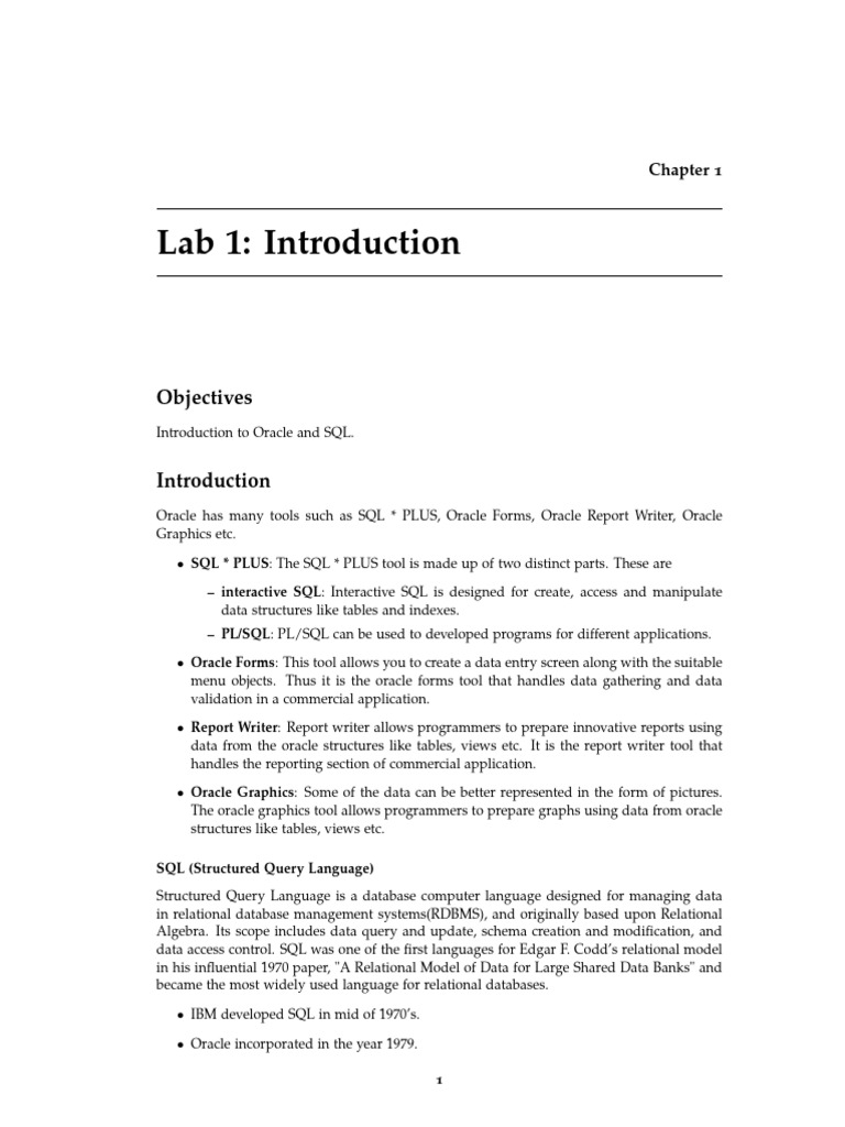 Lab 1 | PDF | Sql | Relational Database
