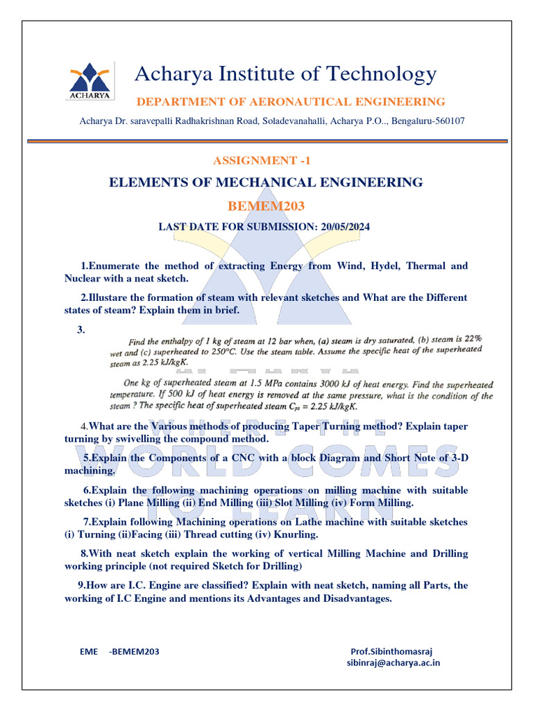 Assignment 1 Eme | PDF | Engines | Diesel Engine
