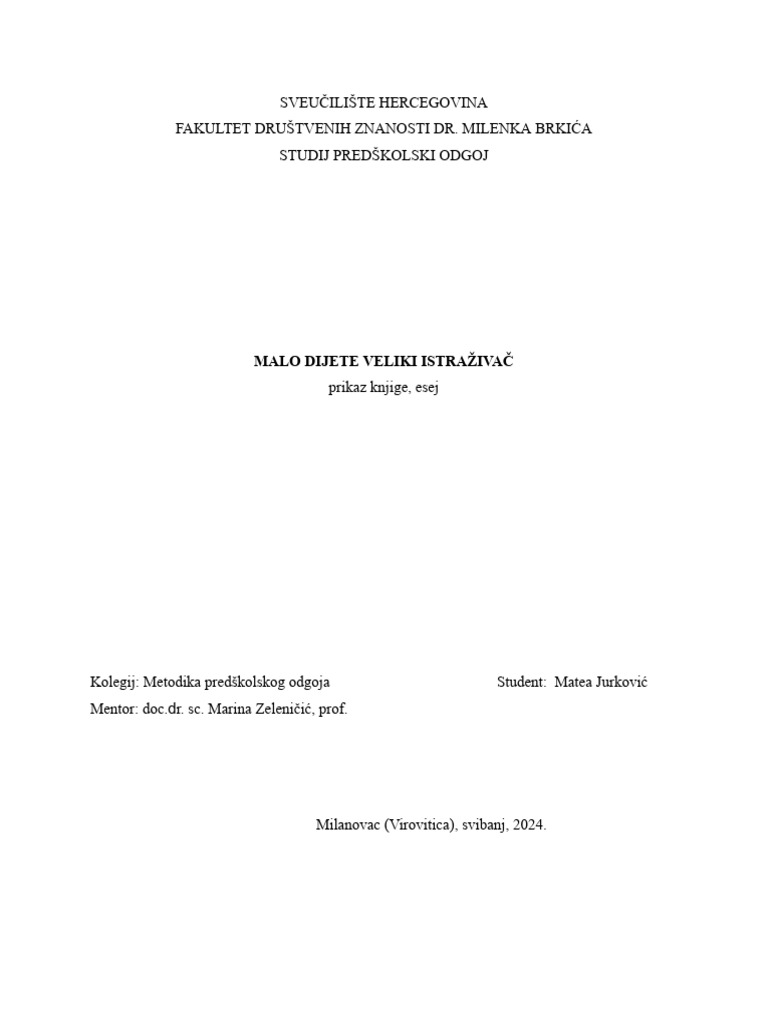 Esej Ili Prikaz Knjige | PDF