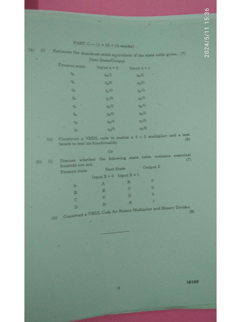 Advanced Digital System Design Question Paper | PDF