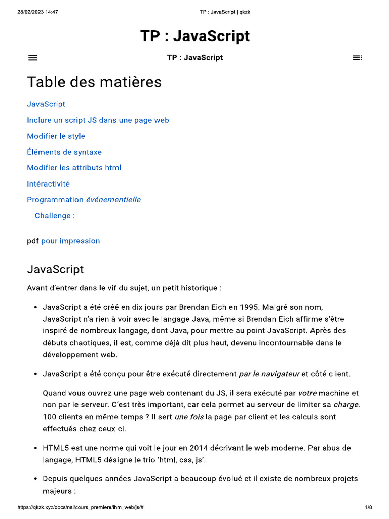 TP Quick Starter To Js | PDF