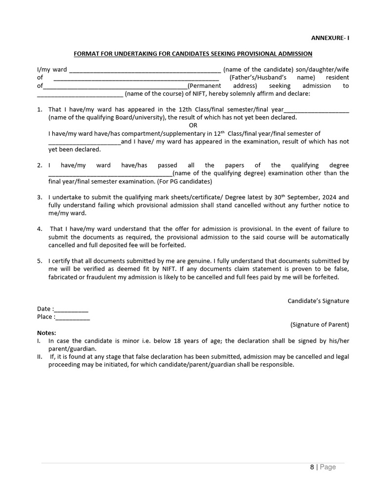Notification For Declaration of UG Results and Documents and Annexures-2024-Sign - Removed | PDF ...