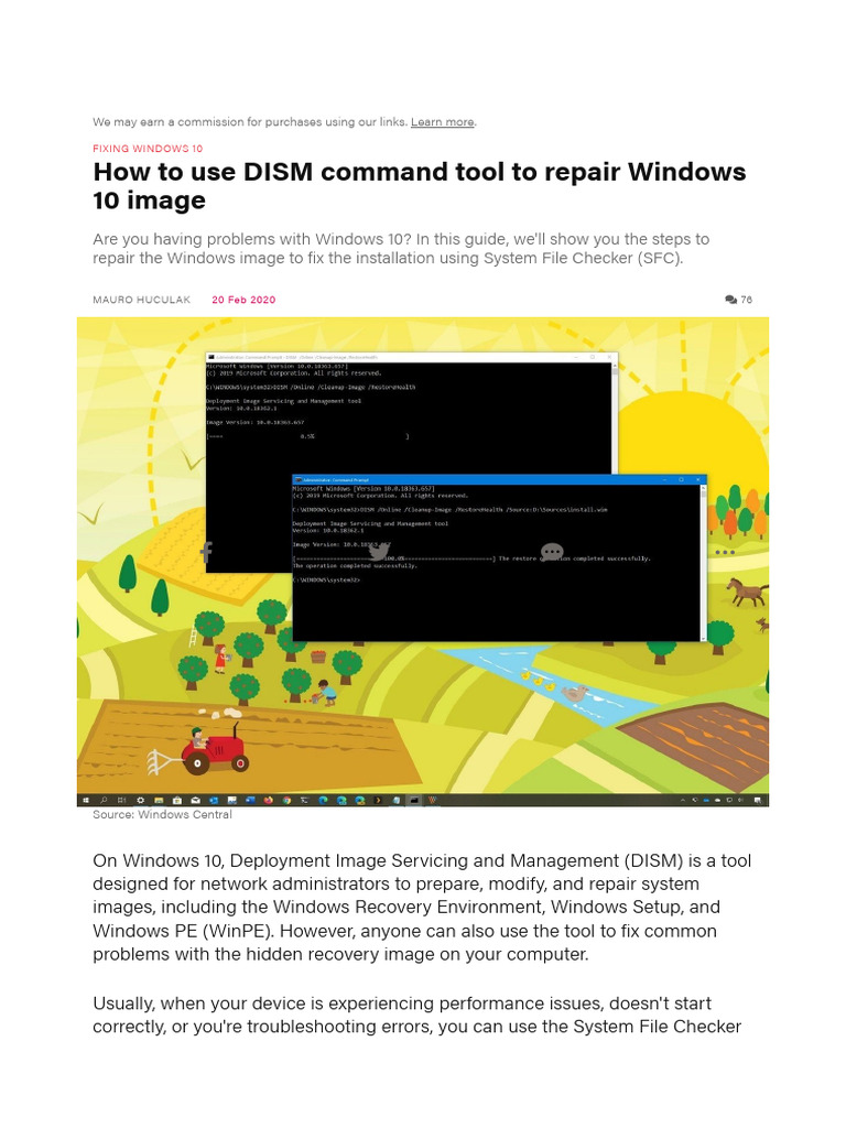 How To Use DISM Command Tool To Repair Windows 10 Image | PDF | Windows ...