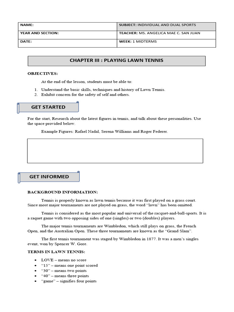 Tennis Basics for Students | PDF