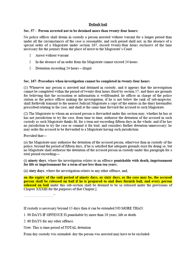 Default Bail | Download Free PDF | Arrest | Bail