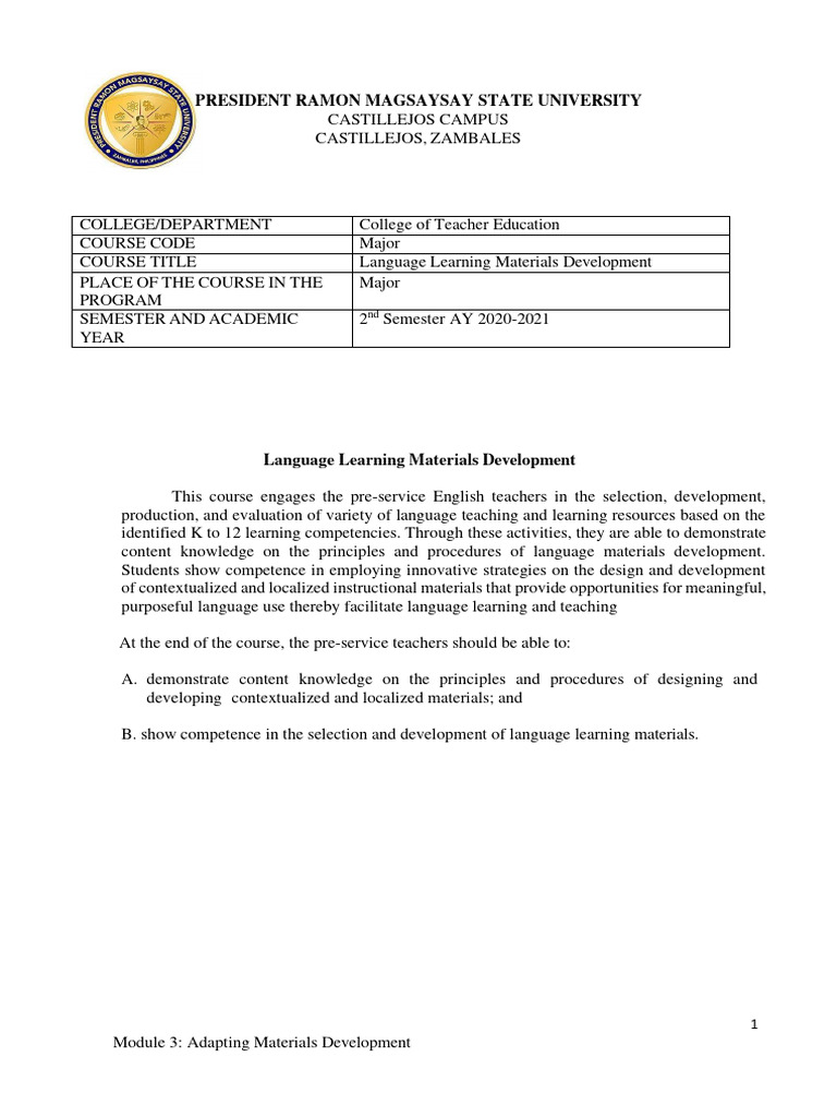 Language Learning Materials Development | PDF | Learning | Educational ...