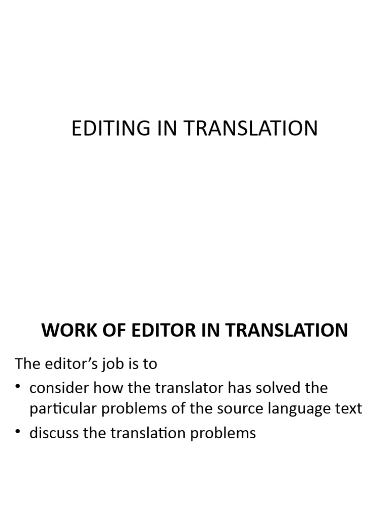 Transediting: The Role of Editors in Translation | PDF | Translations ...