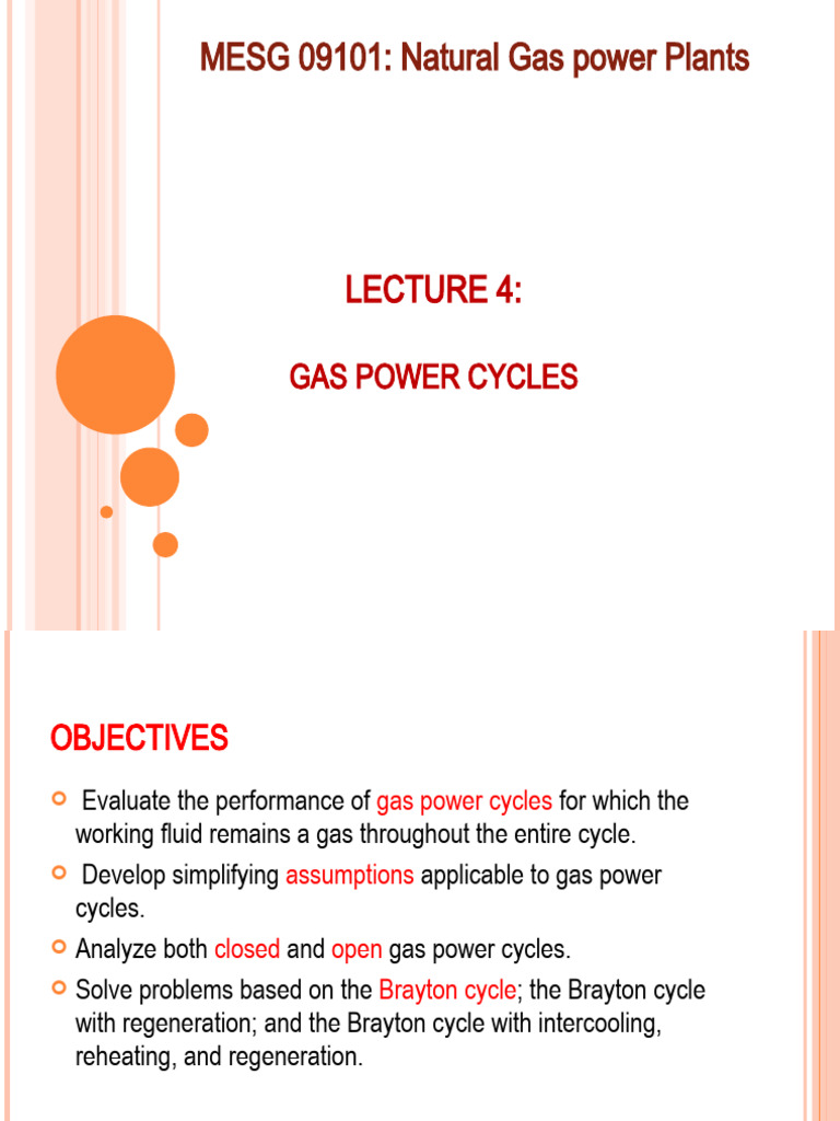 Lecture 4 GAS Power Cycles | PDF | Gas Turbine | Heat
