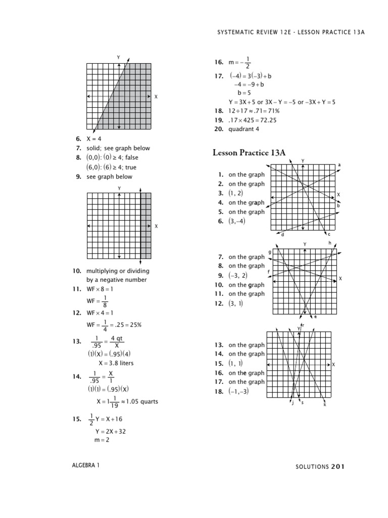 Algebra 1 Lesson Practice Solutions | PDF | Elementary Mathematics | Algebra