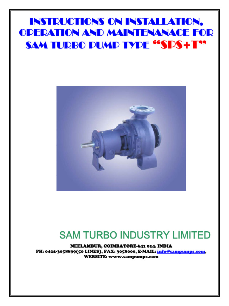 Sam Turbo Pumps Catalogue | PDF | Pump | Valve