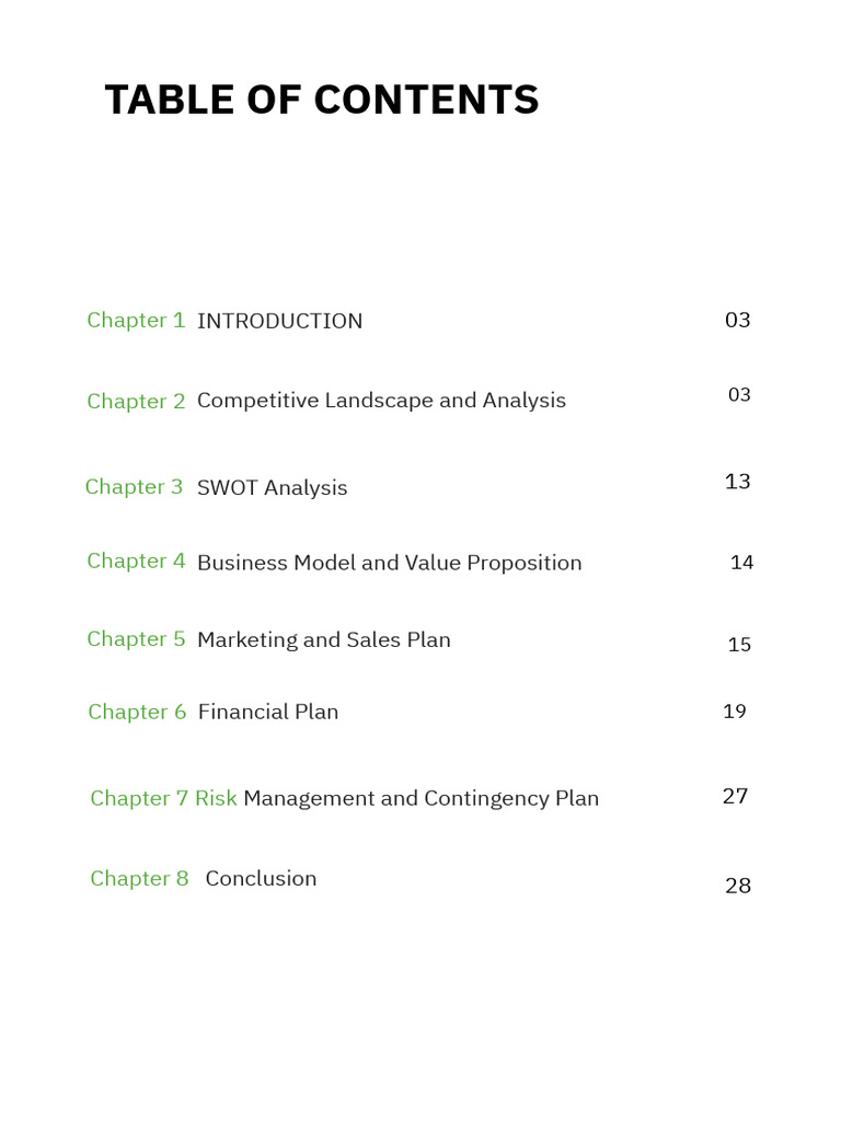 Dissertation Table of Contents Template | PDF