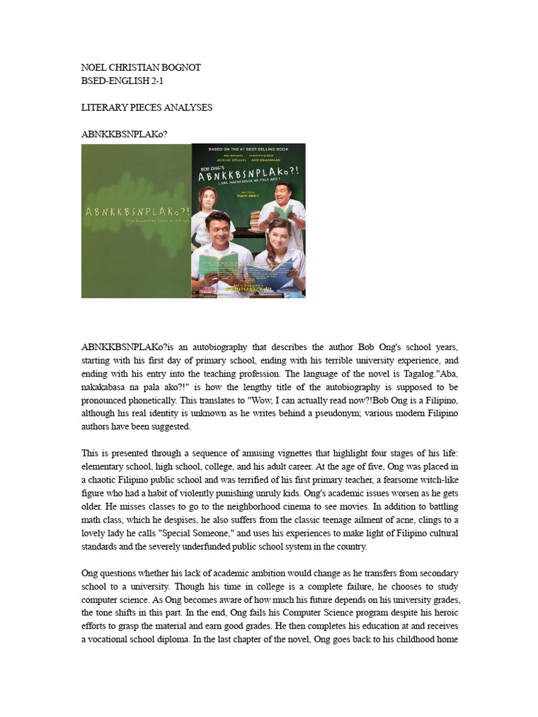 BOGNOT, Noel Christian S. 110 Literary Analysis | PDF | Psychological ...