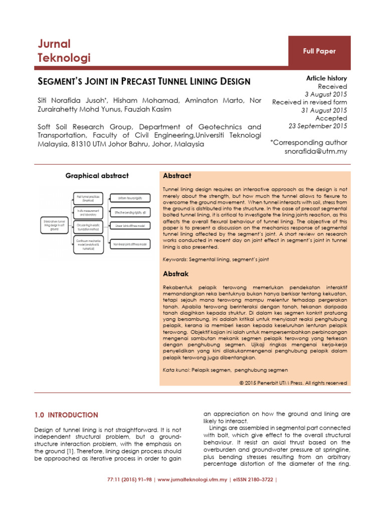 Segmental Joints in Precast Lining | PDF | Bending | Stiffness