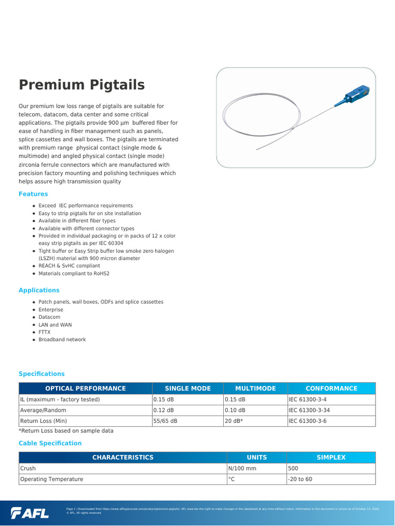 Premium Pigtails | Download Free PDF | Optical Fiber | Manufactured Goods