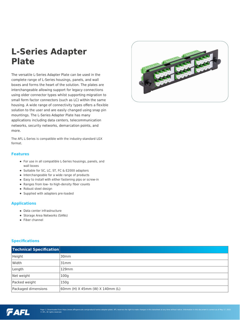 L Series Adapter Plate | PDF | Telecommunications Equipment