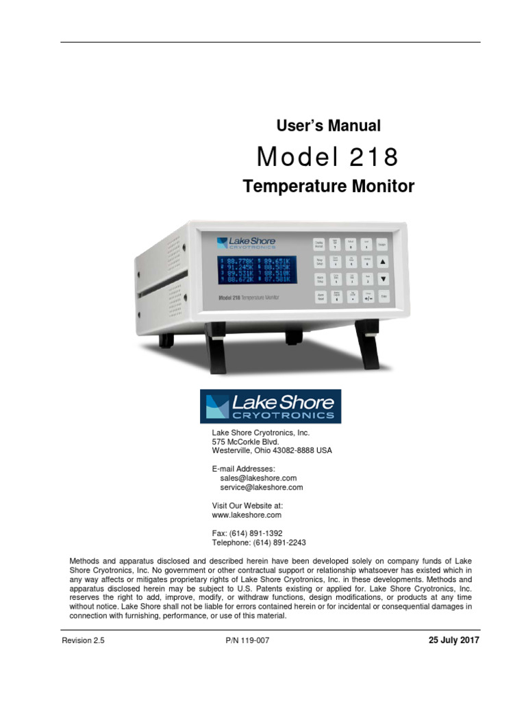 lakeshore 218_manual_temperature_monitoring | Download Free PDF ...