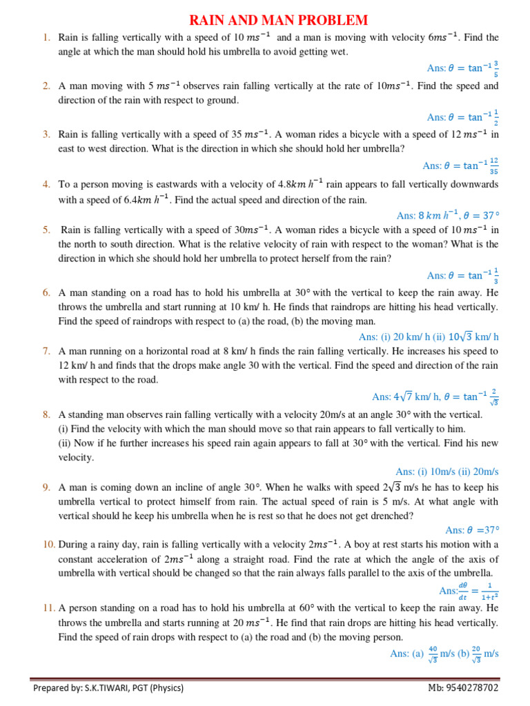 Phy_HHW_1 | Download Free PDF | Speed | Rain