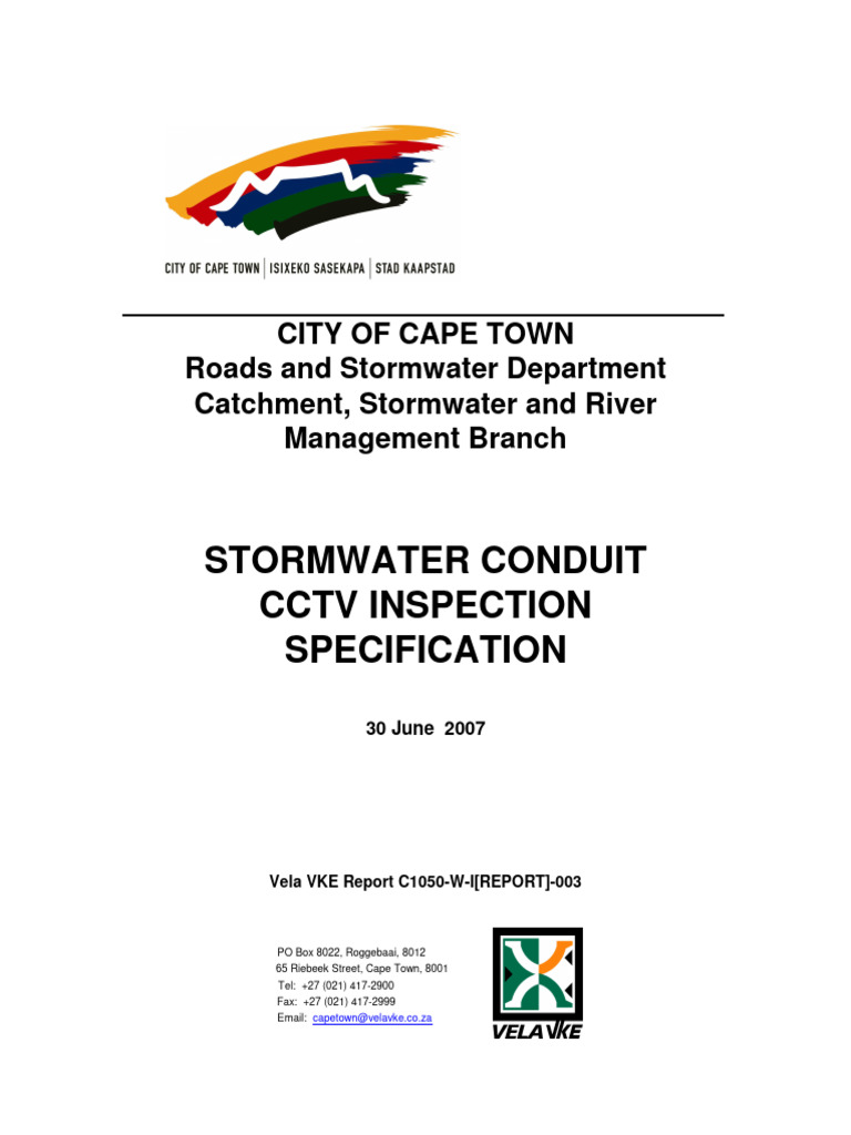 Stormwater Conduit CCTV Inspection Specification | PDF | Camera ...