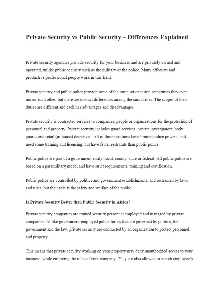 Private Security Vs Public Security | PDF | Police | Security Guard