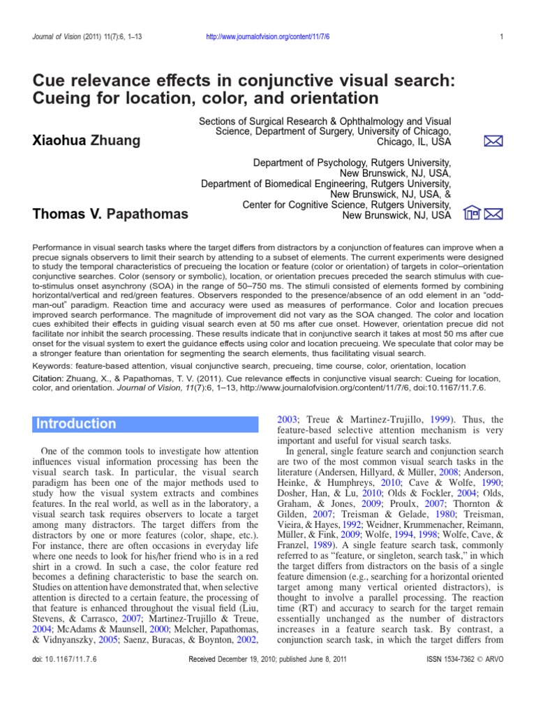 Cue Relevance Effects in Conjunctive Visual Search | PDF | Attention ...